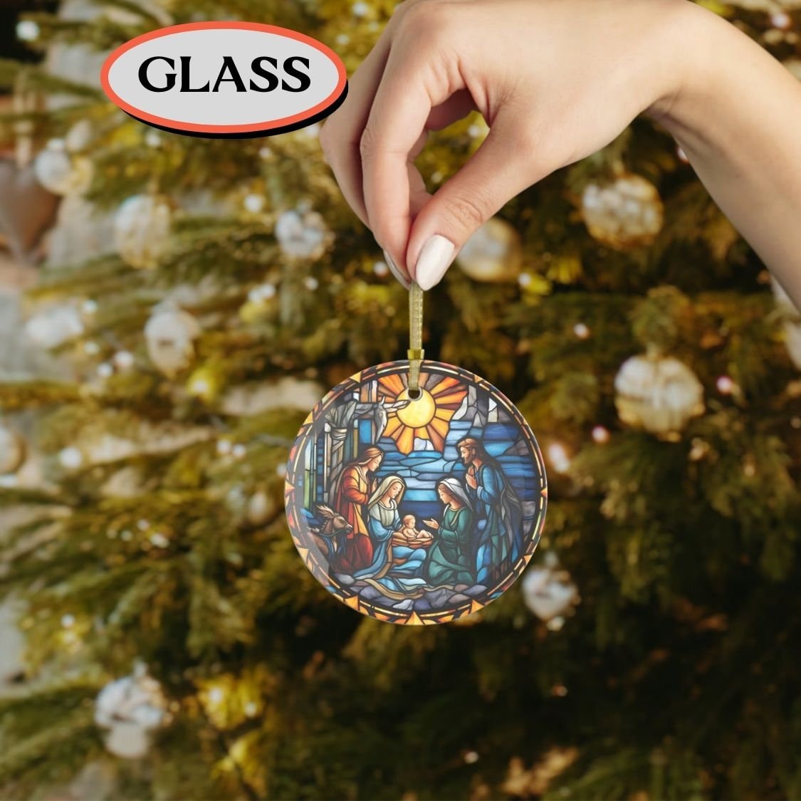 Glass Christian Nativity Scene Glass Ornament Stained Glass - Etsy