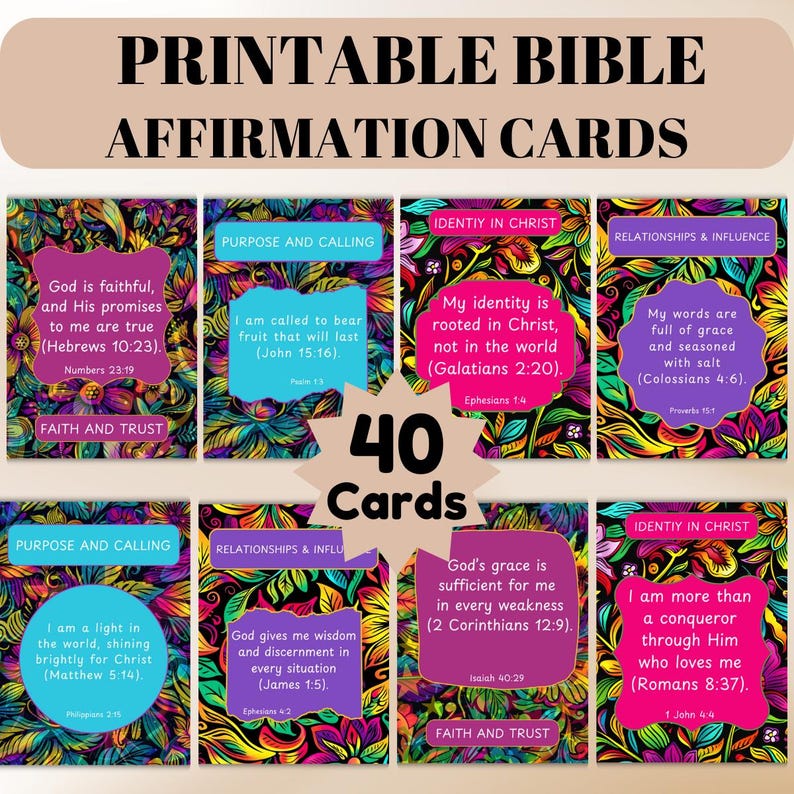 Printable Scripture Cards Gods Promises Bible Verse Encouraging Daily ...
