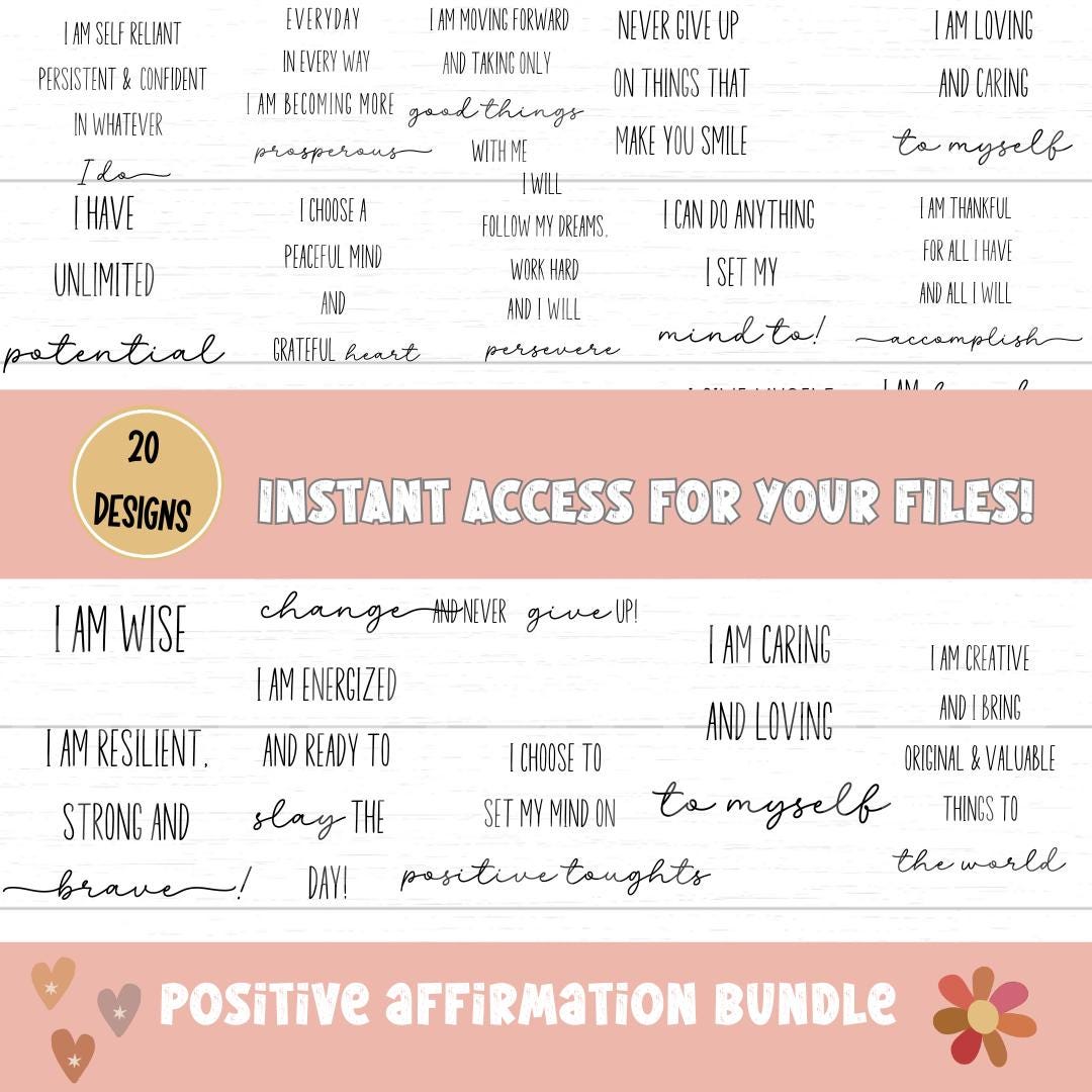 Motivational Svg Bundle, Positive Quote Svg, Affirmation Svg, Cute ...