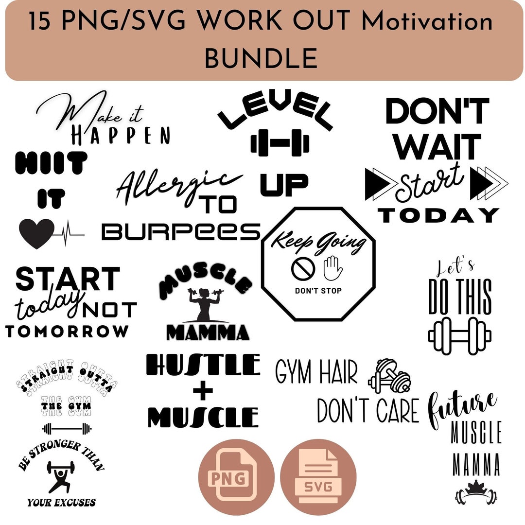 Workout SVG, Motivational SVG Bundle, Cut File, Silhouette, Cricut ...