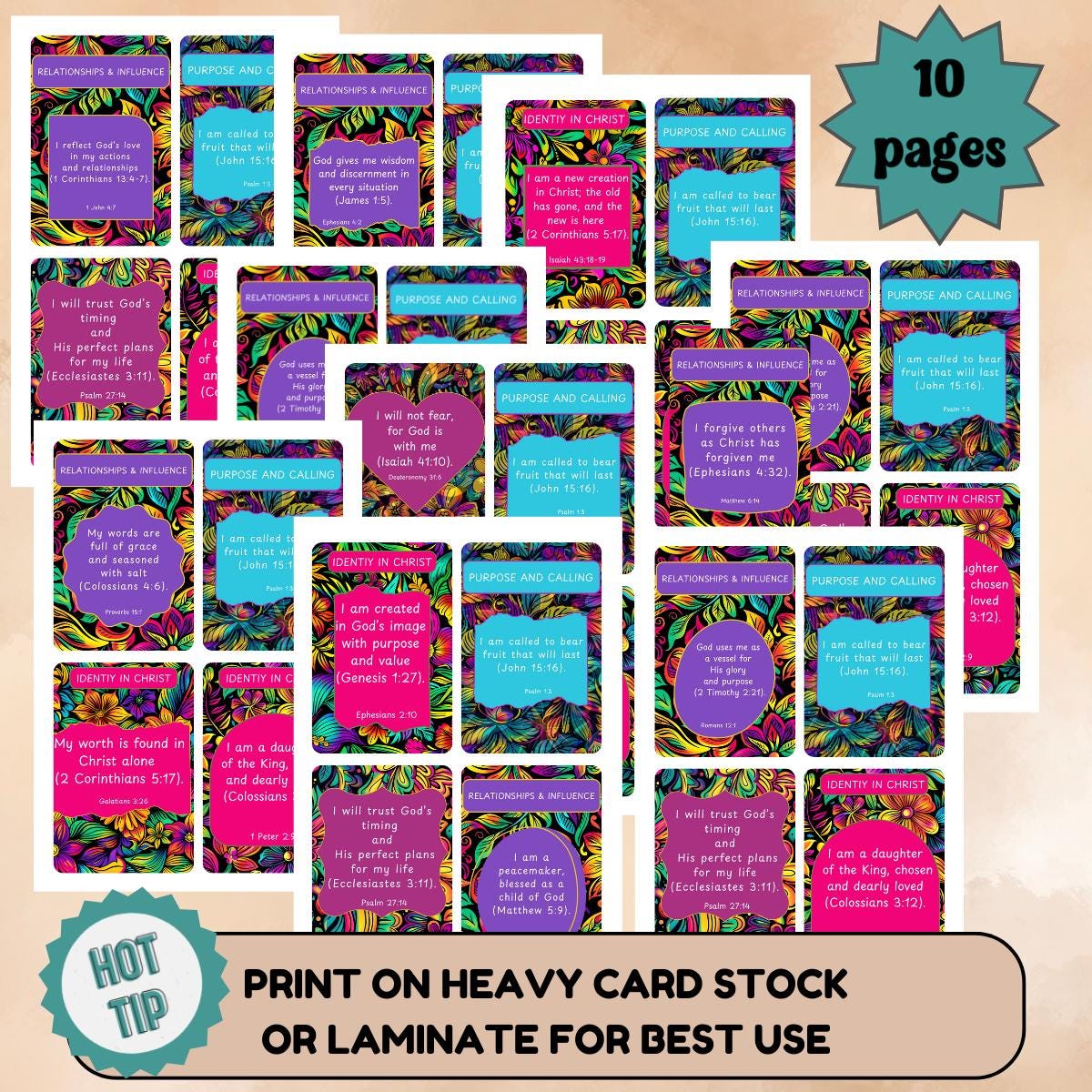 Printable Scripture Cards Gods Promises Bible Verse Encouraging Daily ...