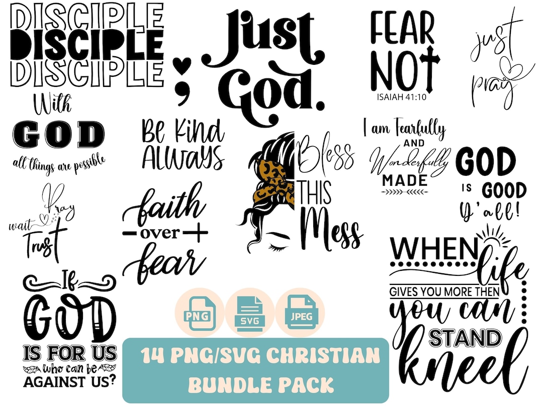 Motivational Christian SVG & PNG Digital Download Bundle ...