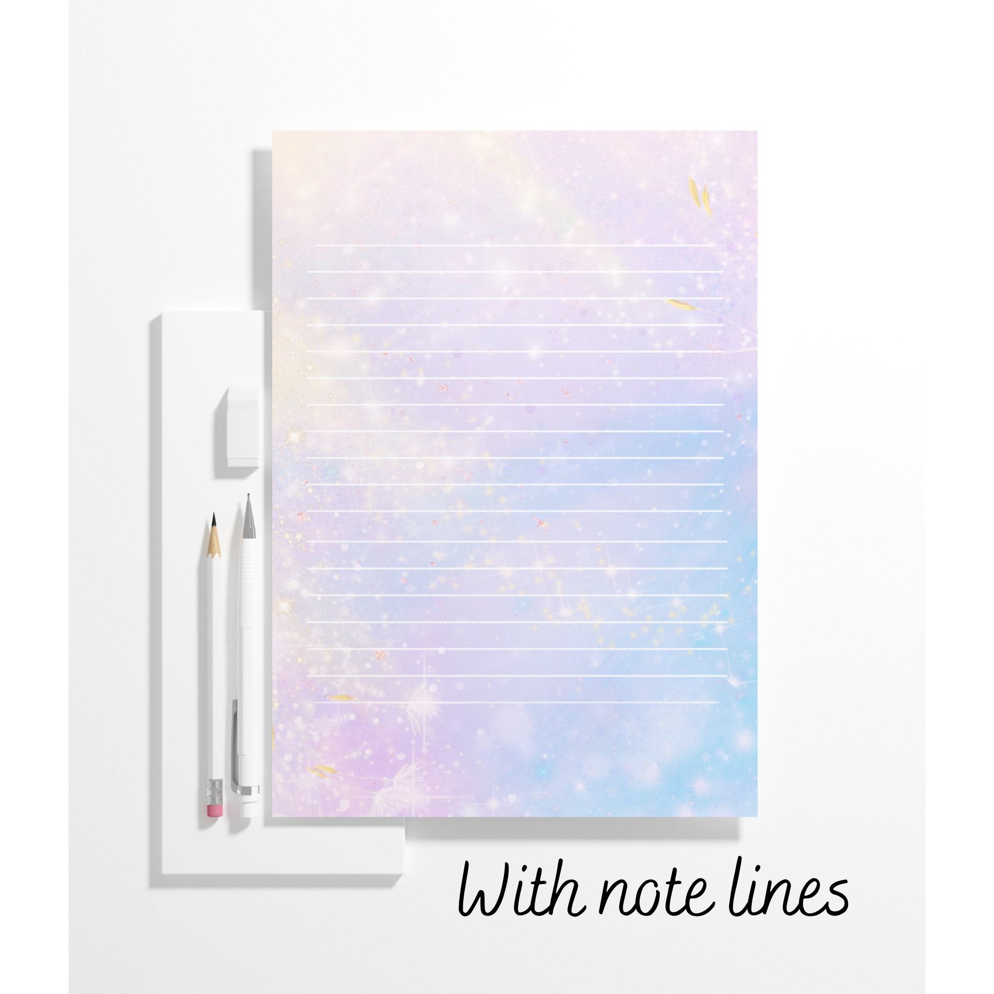 Printable Custom Stationary Set, Unlimited Printing, Purple, Yellow