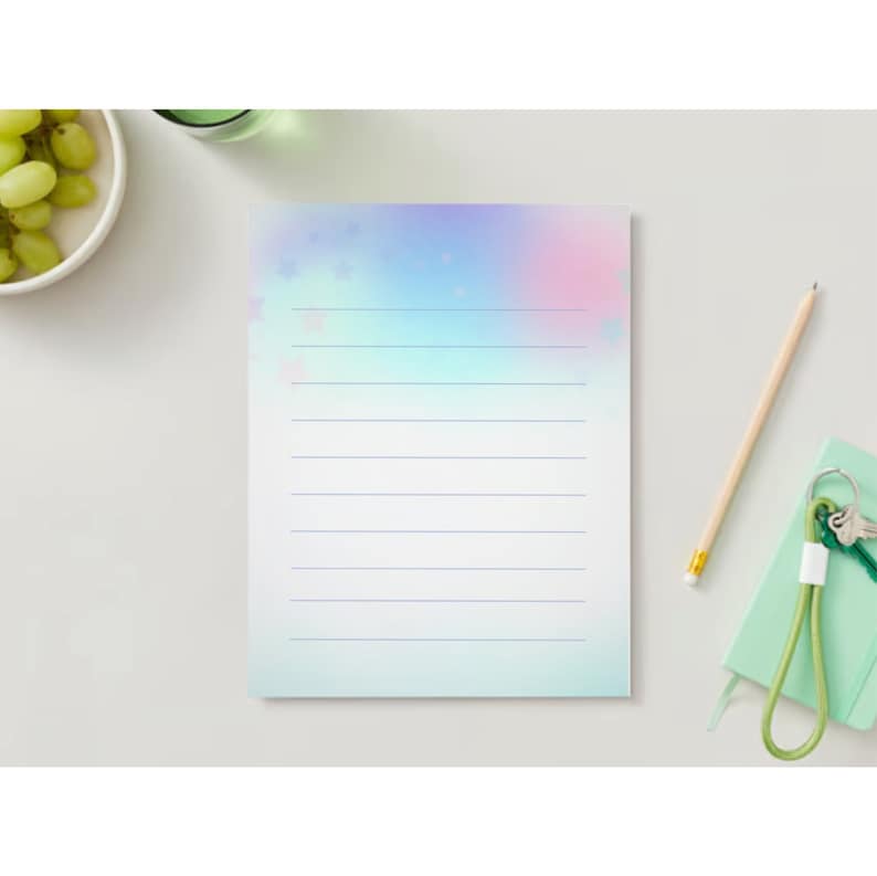 Starry Night Theme Stationary Set, With Lines, Without Lines, Digital ...