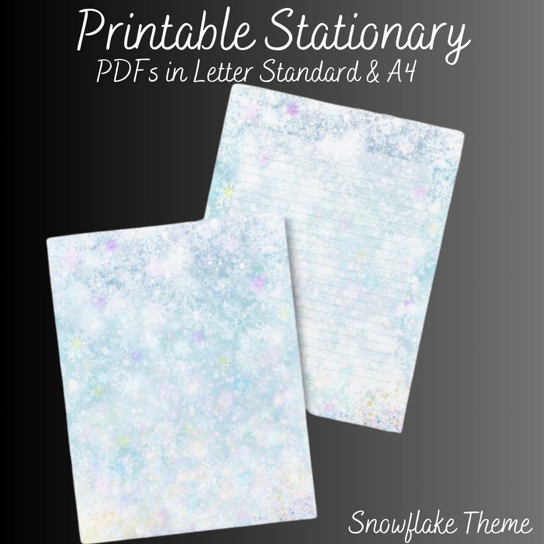 Custom Printable Stationary in Snowflake Theme, Winter Wonderland ...