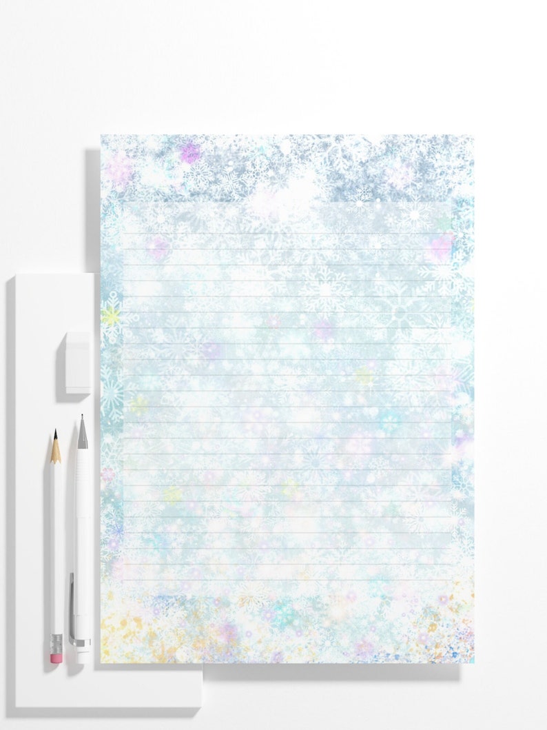 Custom Printable Stationary in Snowflake Theme, Winter Wonderland ...