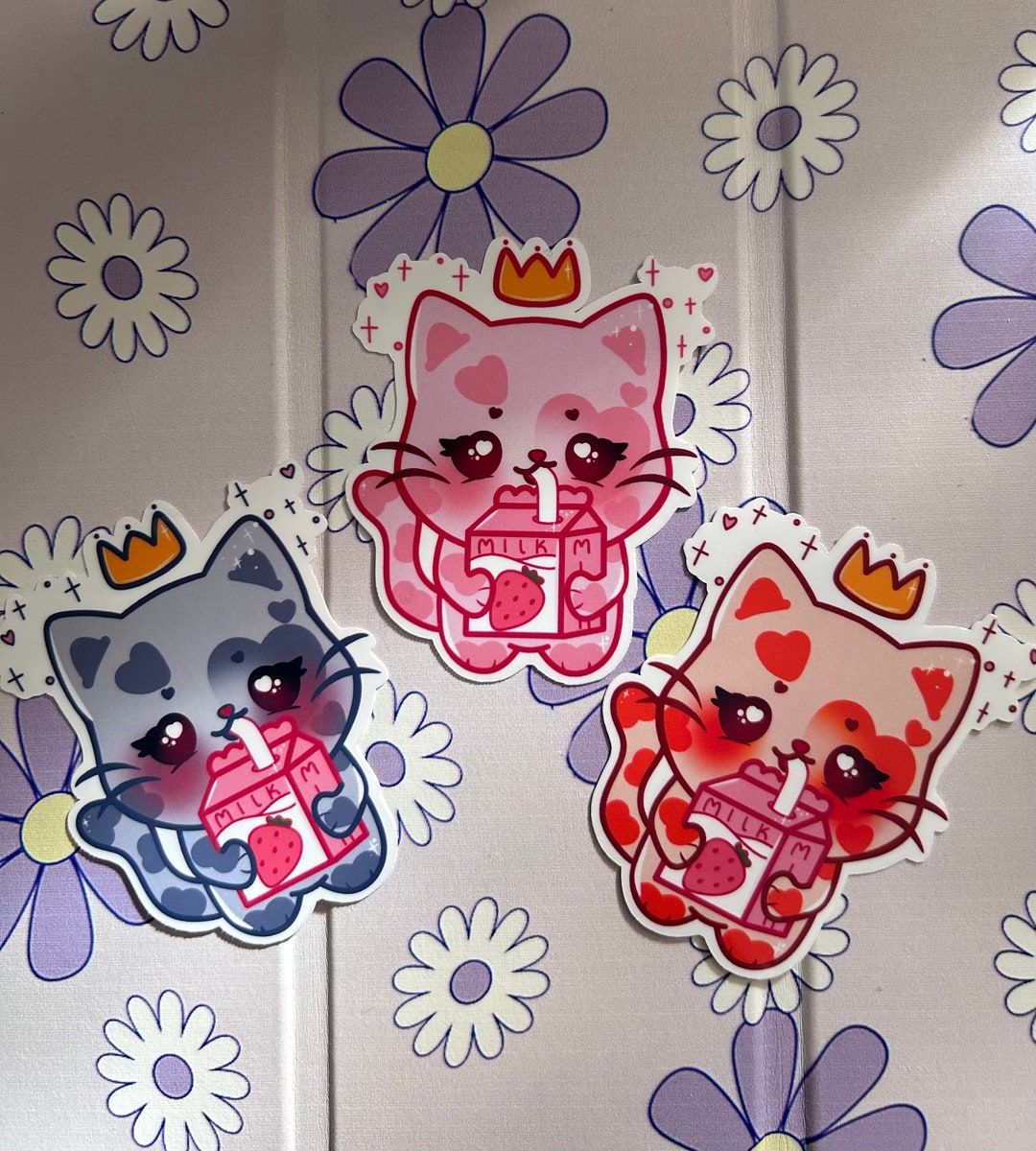 Kawaii Cat Sticker ~ Kawaii Pink Cat Sticker ~ Kawaii Orange Cat ...