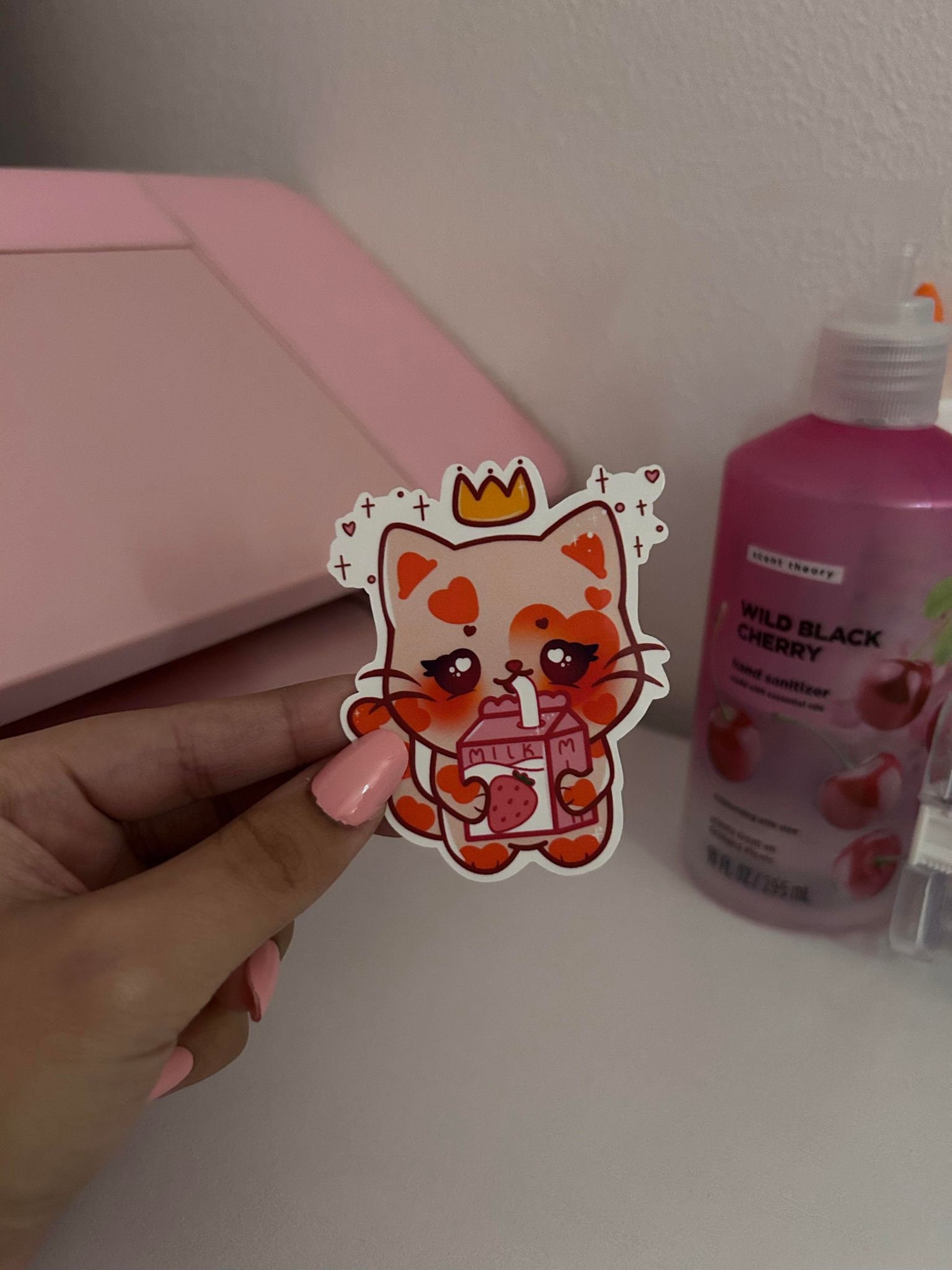 Kawaii Cat Sticker Kawaii Pink Cat Sticker Kawaii Orange - Etsy