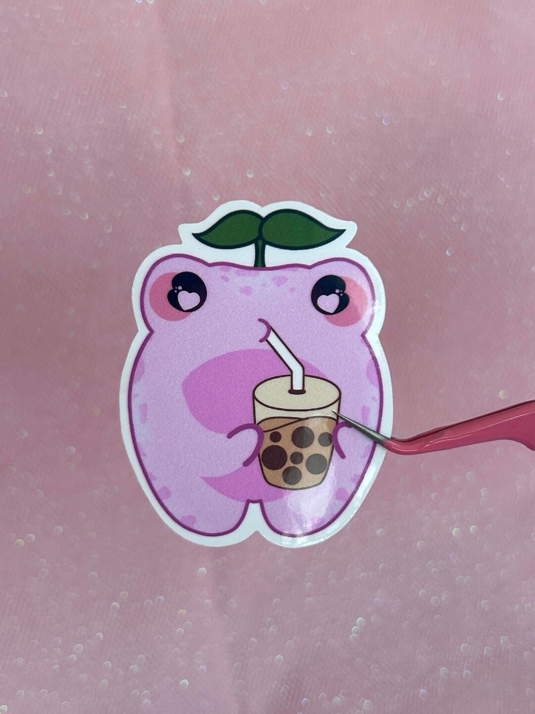 Kawaii Frog Boba Tea ~ Bubble Boba Tea ~ Frog Drinking ~ Kawaii Aesthetic ~ Pink Cute Frog ...