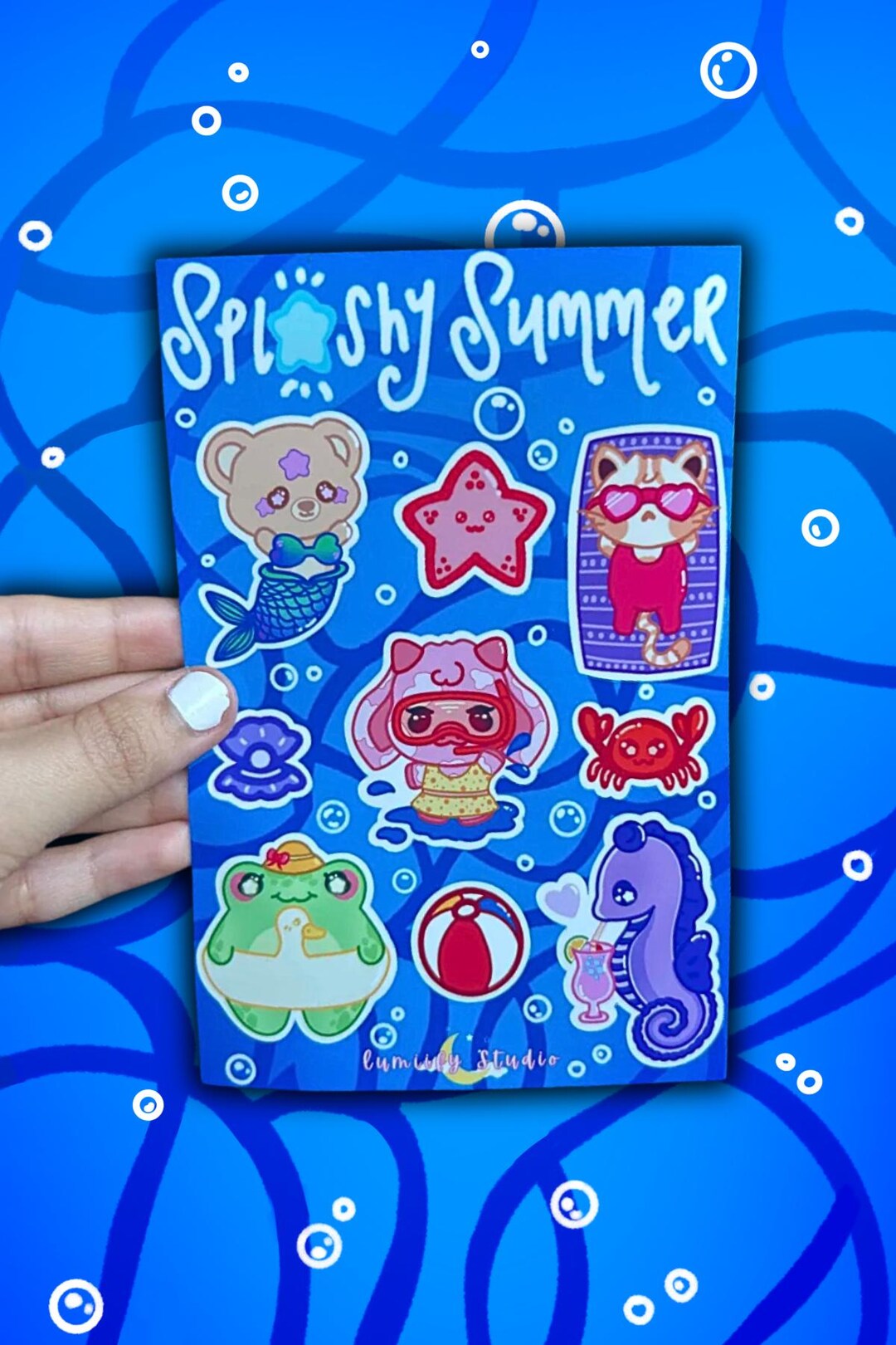 Splashy Summer Sticker Sheet ~ Kawaii Animals ~ Summer Beach ~ Planner ...