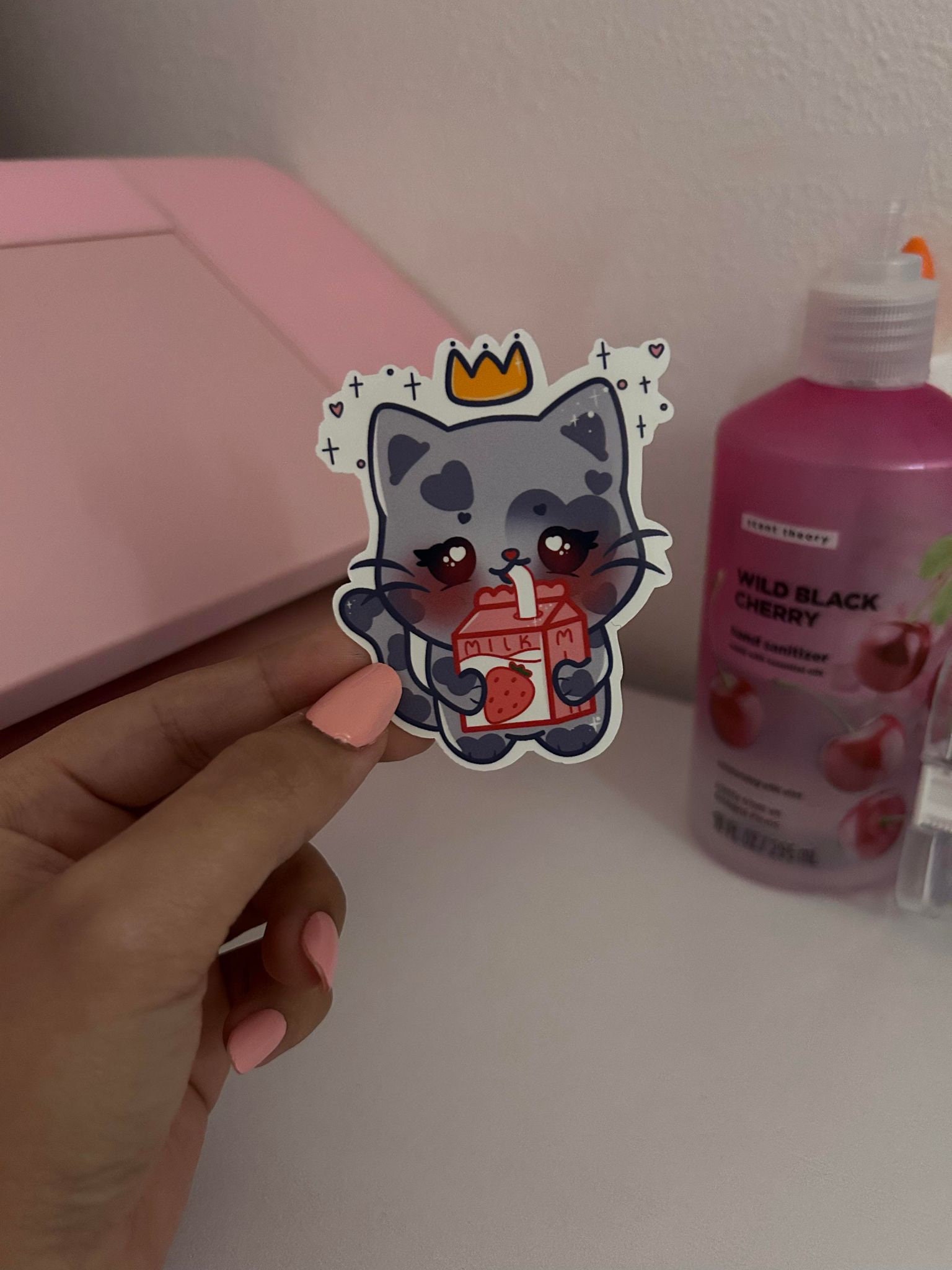 Kawaii Cat Sticker Kawaii Pink Cat Sticker Kawaii Orange - Etsy