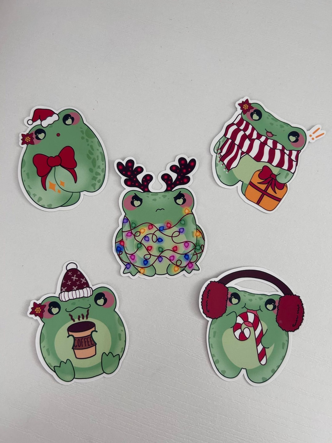 5 Frogs Sticker Pack Christmas Frogs Sticker Pack Holiday - Etsy
