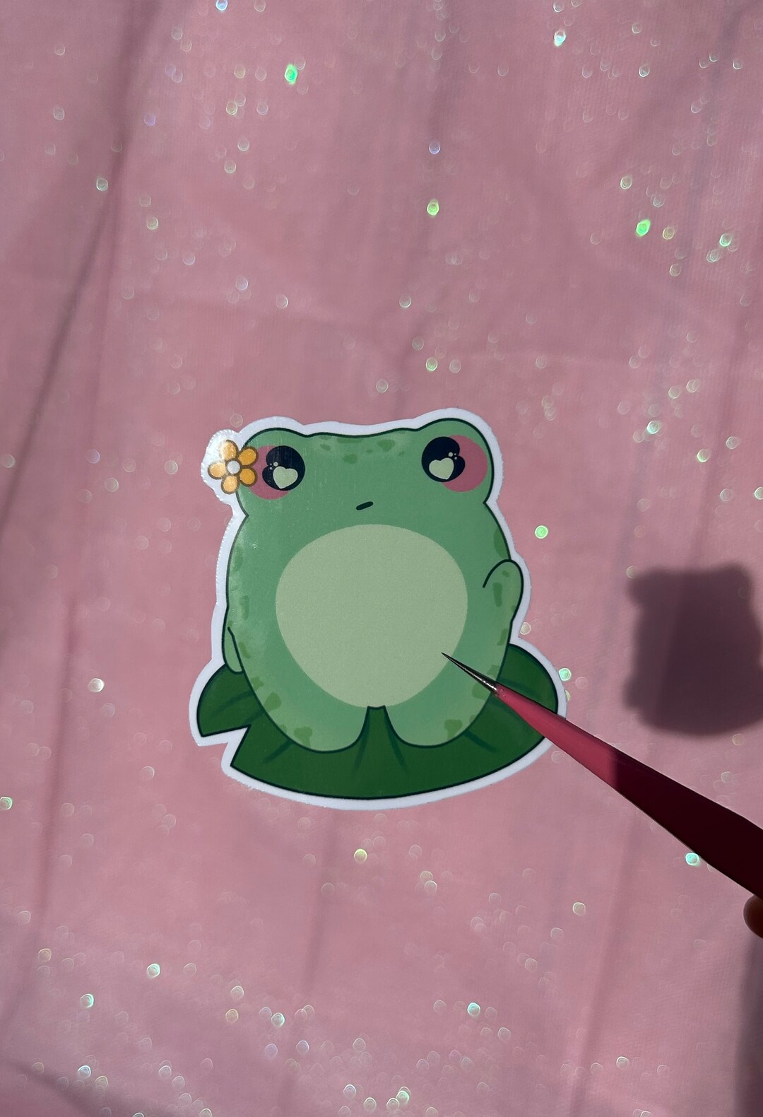 Kawaii Frog Sticker ~ Kawaii Frog ~ Frog With Lily Pad Sticker ~ Frog ...