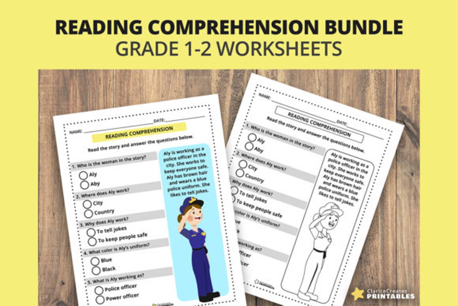 Grade 1-2 Reading Comprehension Worksheets | Printable - Etsy