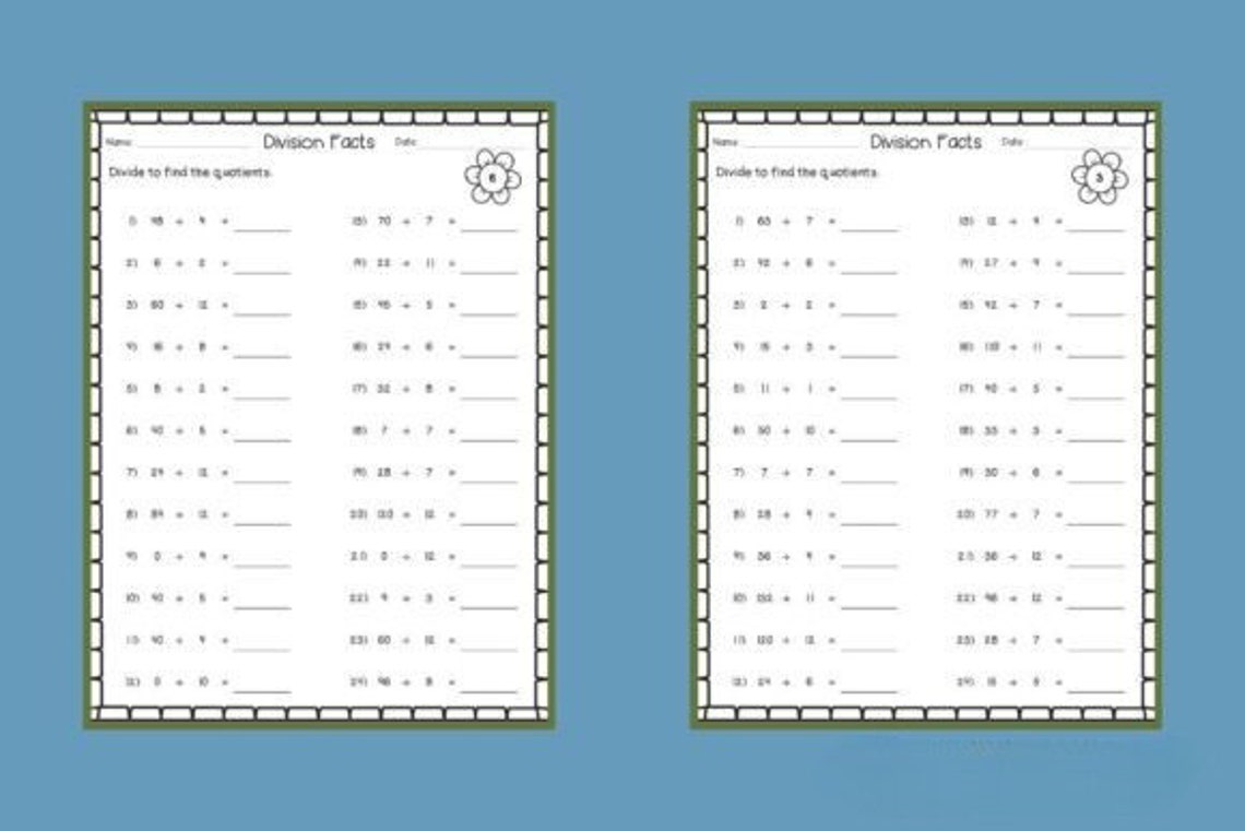 4th Grade Basic Division Worksheets | Printable - Etsy