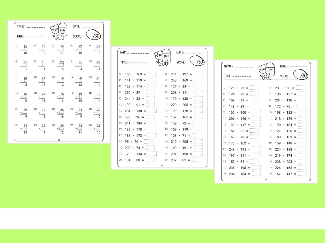 4th Grade Math Addition Subtraction Multiplication Division Worksheets ...