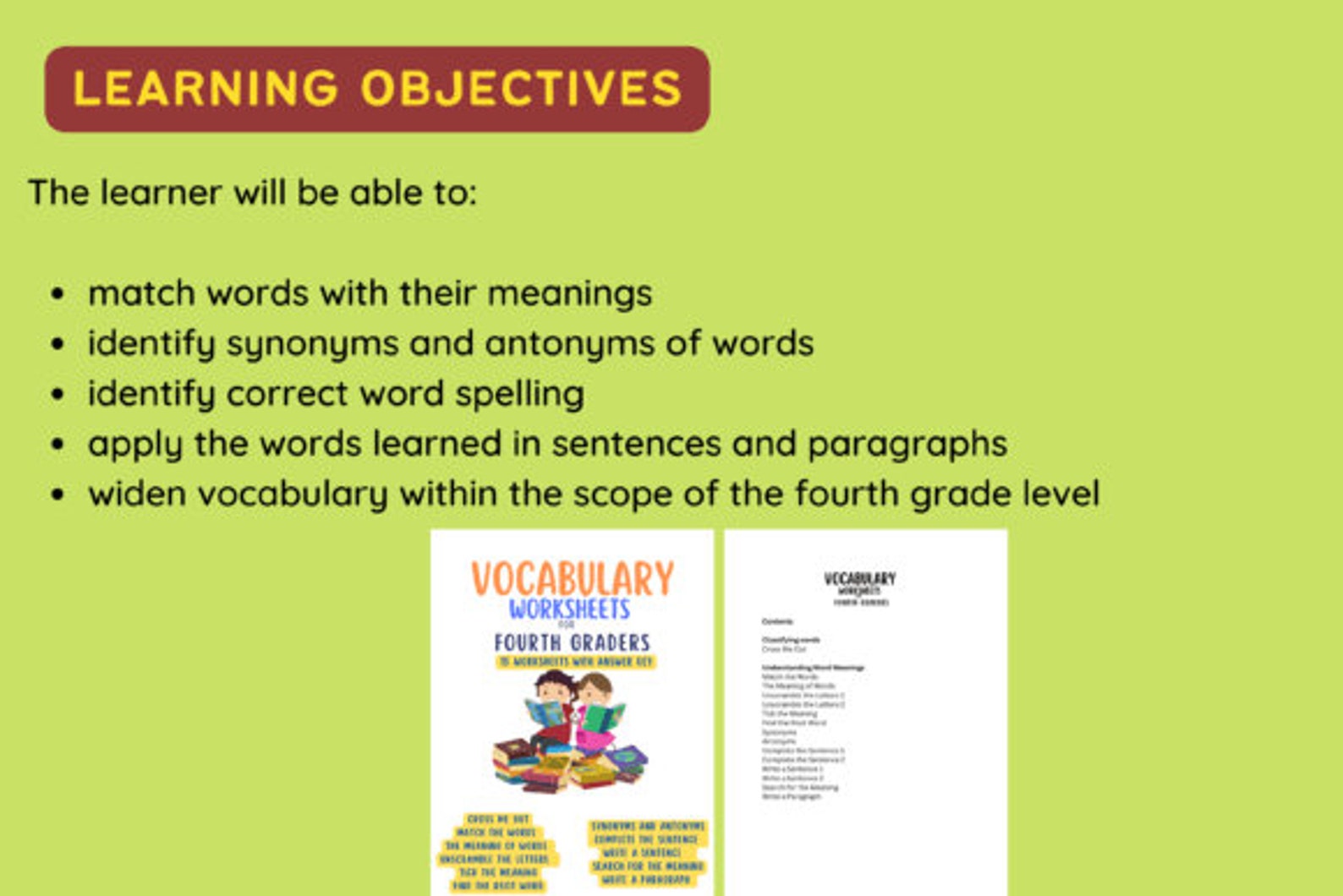 4th Grade Vocabulary Worksheets | Printable - Etsy