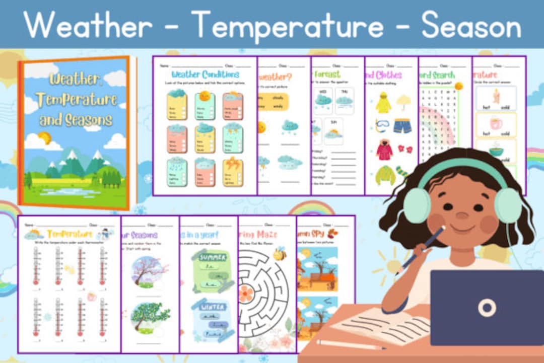 Learning Weather, Temperature, Seasons Worksheets | Printable - Etsy