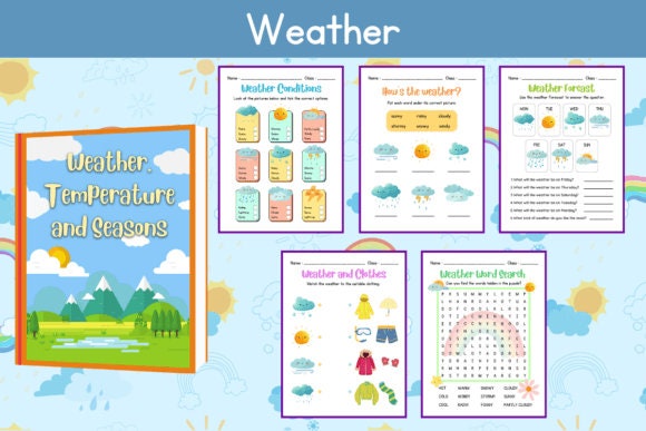 Learning Weather, Temperature, Seasons Worksheets | Printable - Etsy