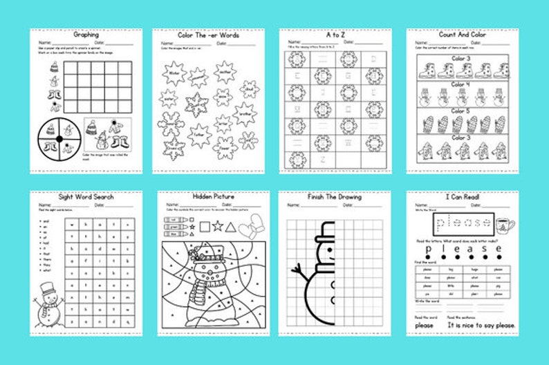 Winter Theme Math and Reading Worksheets | Pre-k and Kindergarten ...