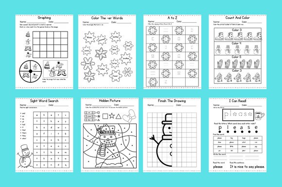 Winter Theme Math and Reading Worksheets | Pre-k and Kindergarten ...