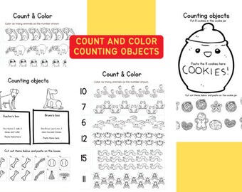 Count and Color Worksheets for Pre-k 2nd Grade, PDF Format, Printable ...