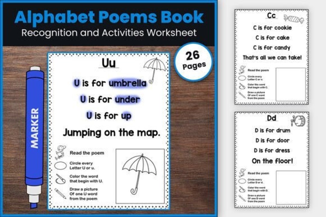 ABC Poems & Activities Alphabet Recognition Printable - Etsy