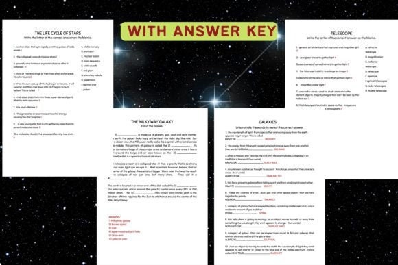 6th Grade Space Science Worksheets | Printable - Etsy