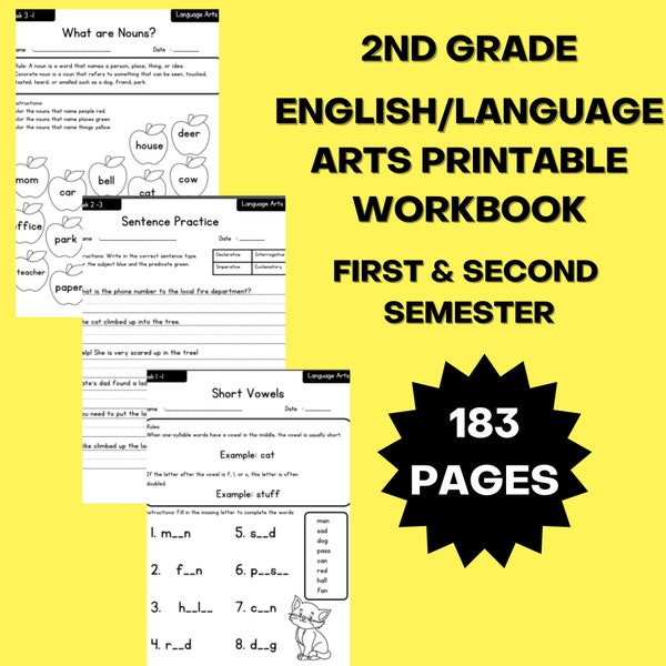 Second Grade Language Worksheet - Etsy