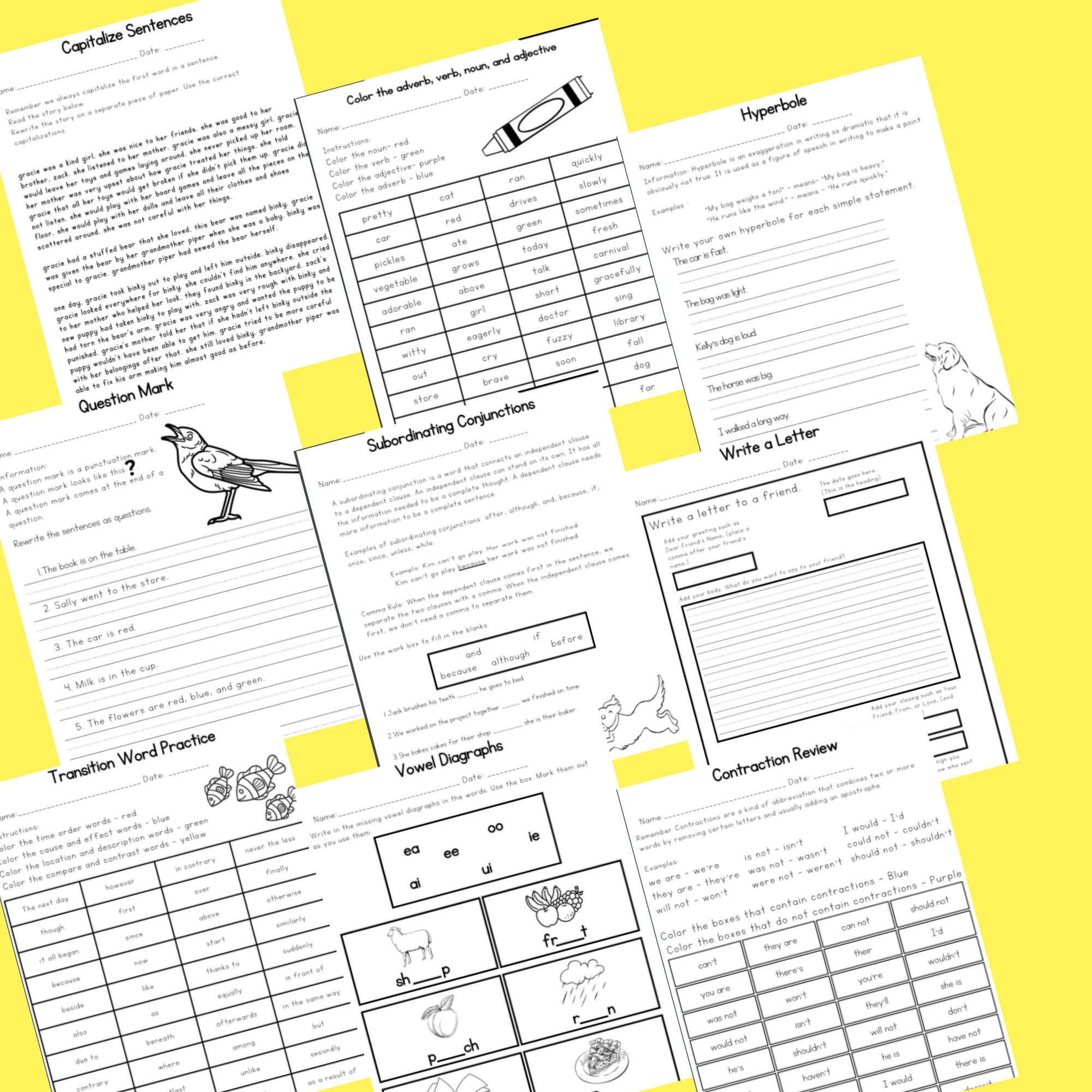 2nd Grade LANGUAGE ARTS WORKBOOK| First and Second Semester| Printable ...