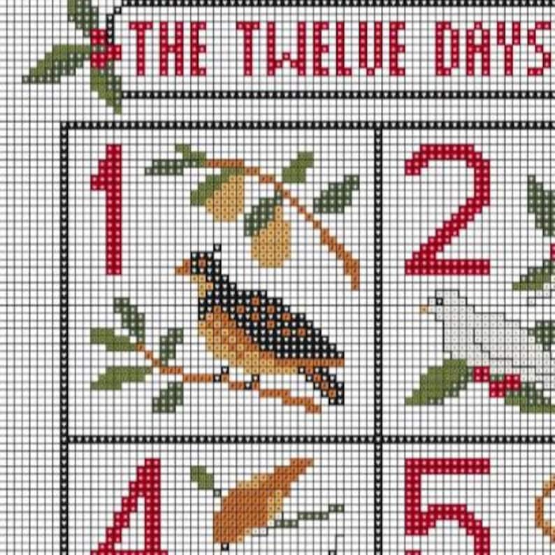 Twelve Days of Christmas Cross Stitch Pattern Instant PDF, Rustic Decor ...