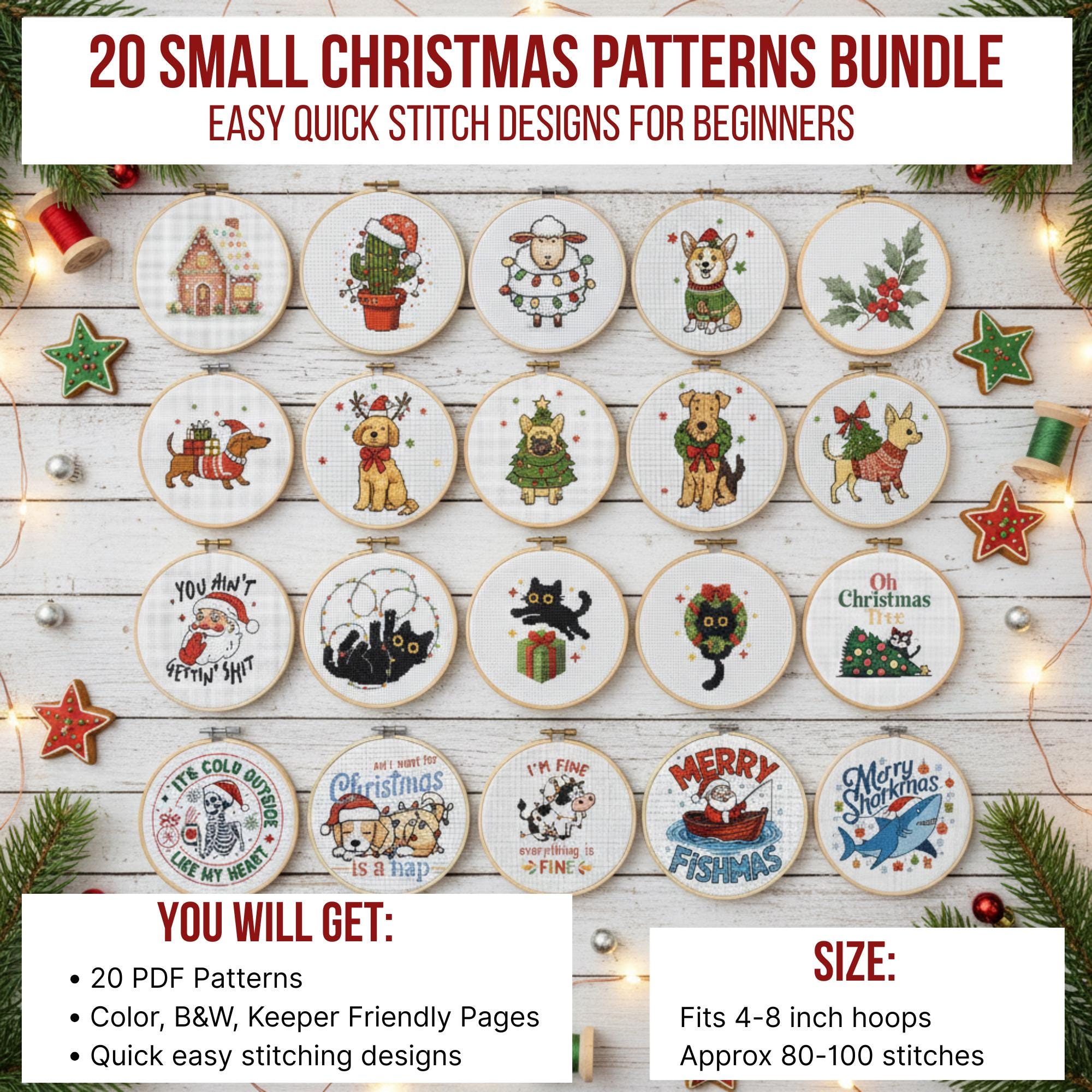 20 Christmas Cross Stitch Patterns Small Easy Quick Winter Designs for ...