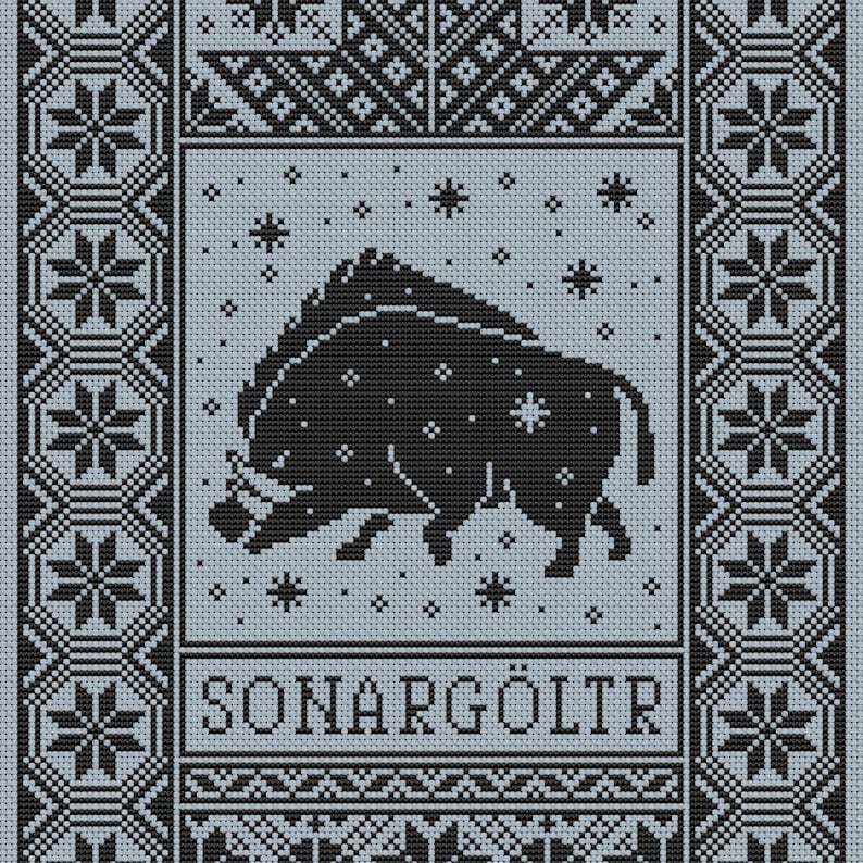 Yule Boar Sonargöltr Cross Stitch Pattern PDF, Norse Pagan Christmas ...