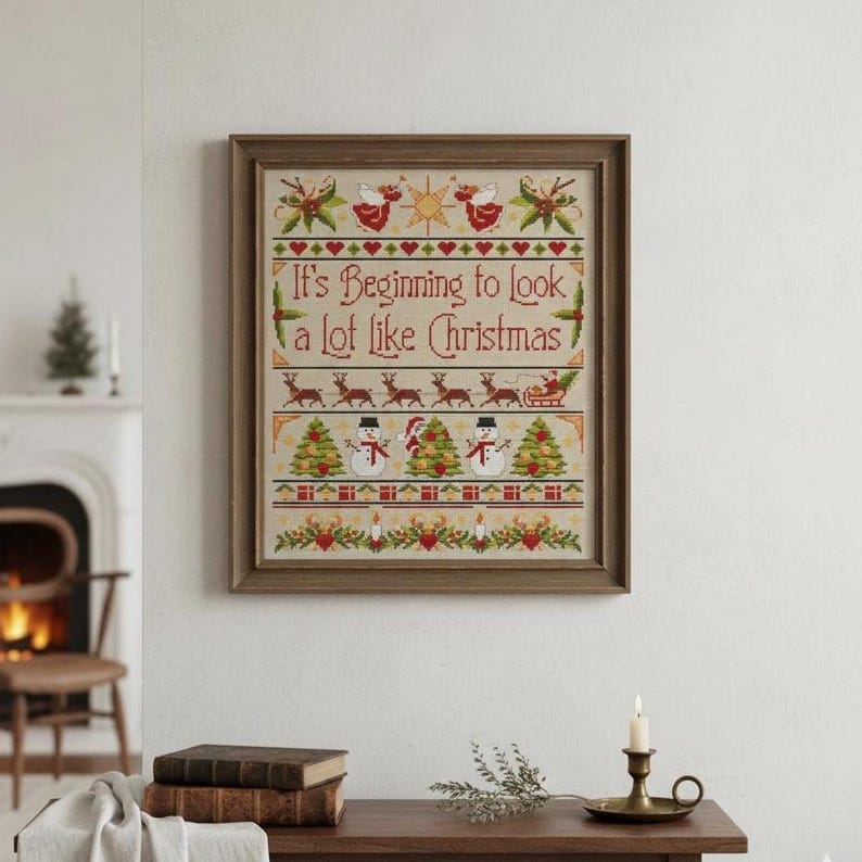 It's Beginning to Look Like Christmas Cross Stitch Pattern, Vintage ...