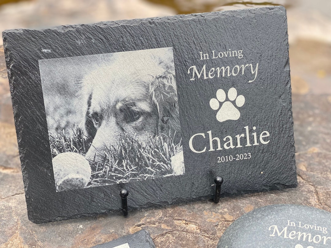 Custom Laser Engraved Pet Memorial Garden Stone With Photo - Etsy