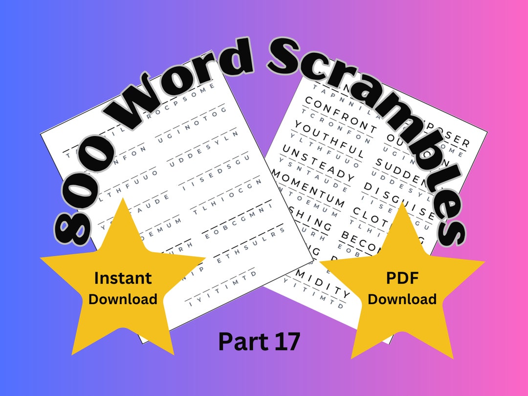 800 Word Scramble Puzzles to Keep Your Mind Active PT 17 - Etsy