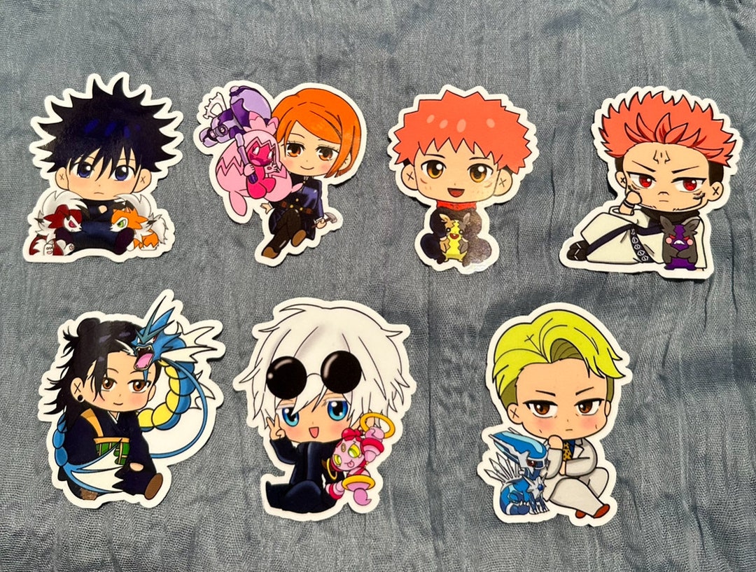 Jujutsu Anime JJK Pokemon Stickers Cute JJK Weatherproof Vinyl Stickers ...
