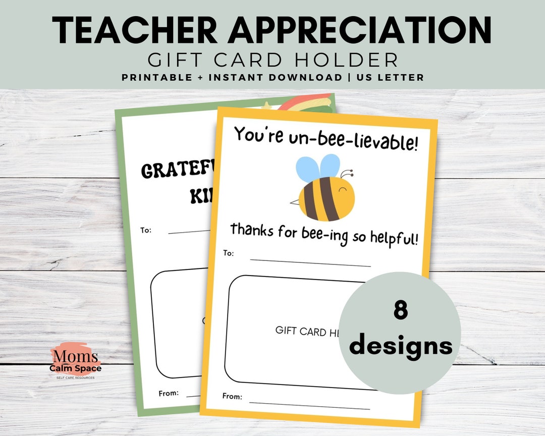 Teacher Appreciation Printable Gift Card Holder Teacher Appreciation ...