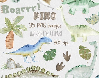 Dinosaurs Clipart Watercolor PNG Watercolor Dinosaurs Clipart, Neutral ...