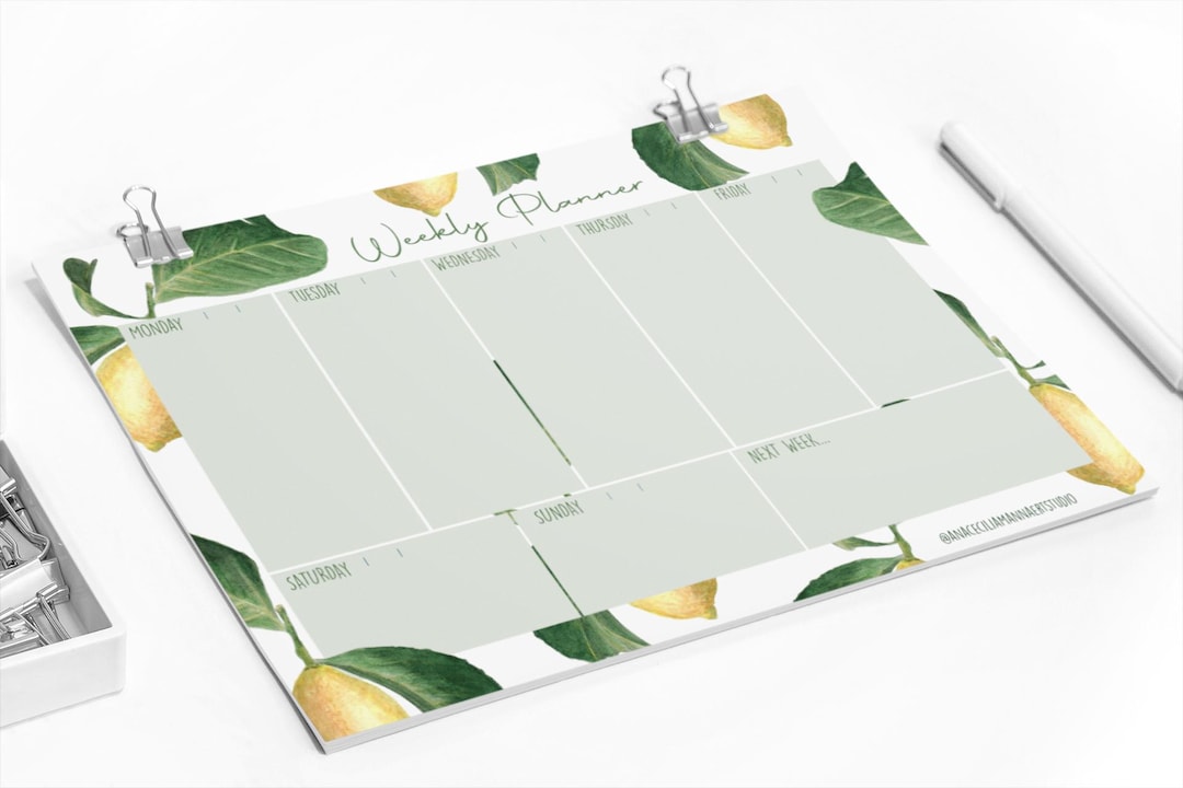 Lemon Watercolor Weekly Planner Printable (PDF & JPEG) - Etsy