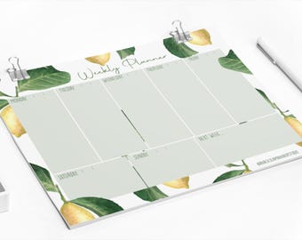 Weekly Planner Printable - Lemon Watercolor - Week Planner - Meal ...