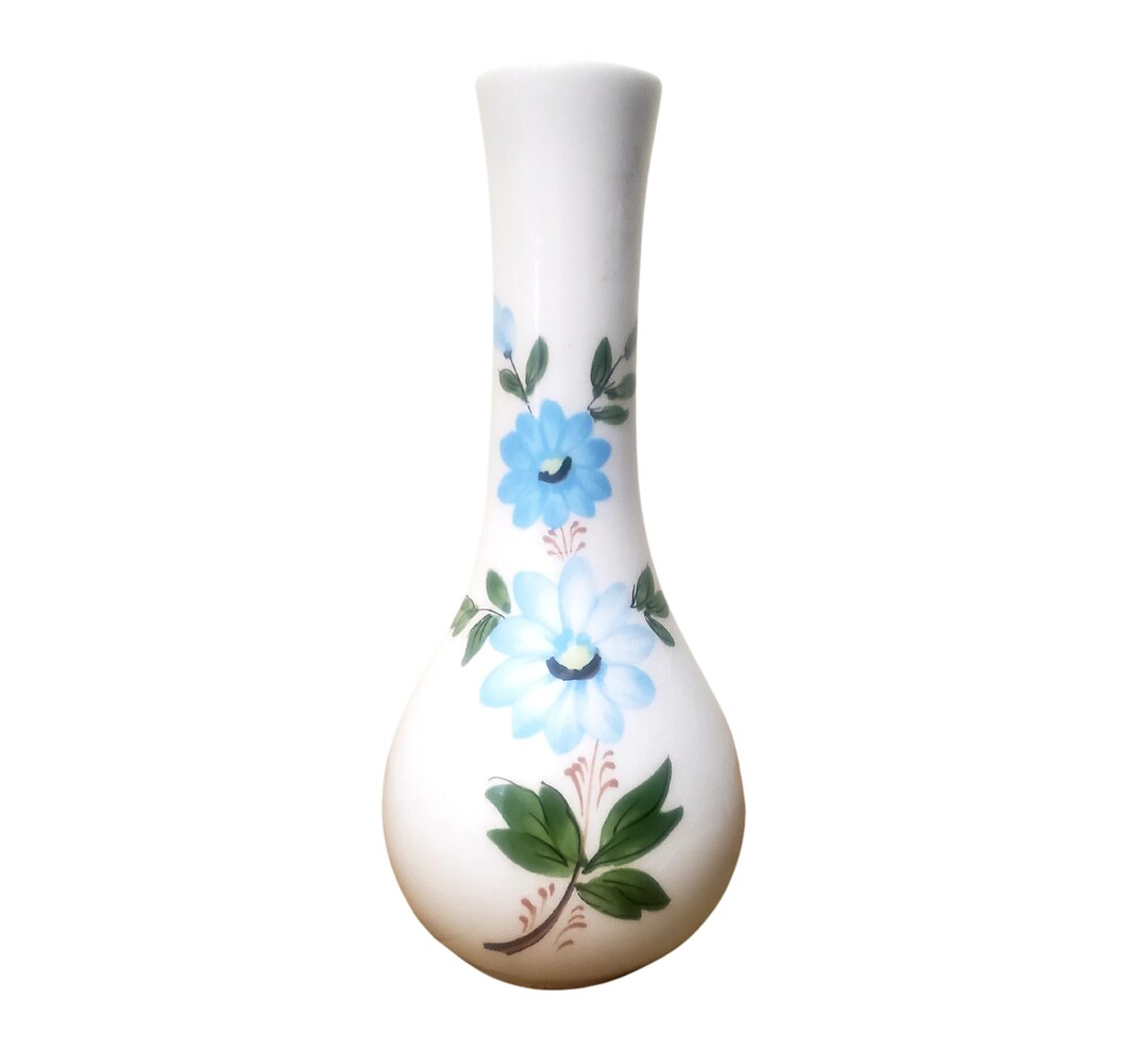 Vintage 1979 FTDA Rose Bude Vase 8 Blue Floral - Etsy