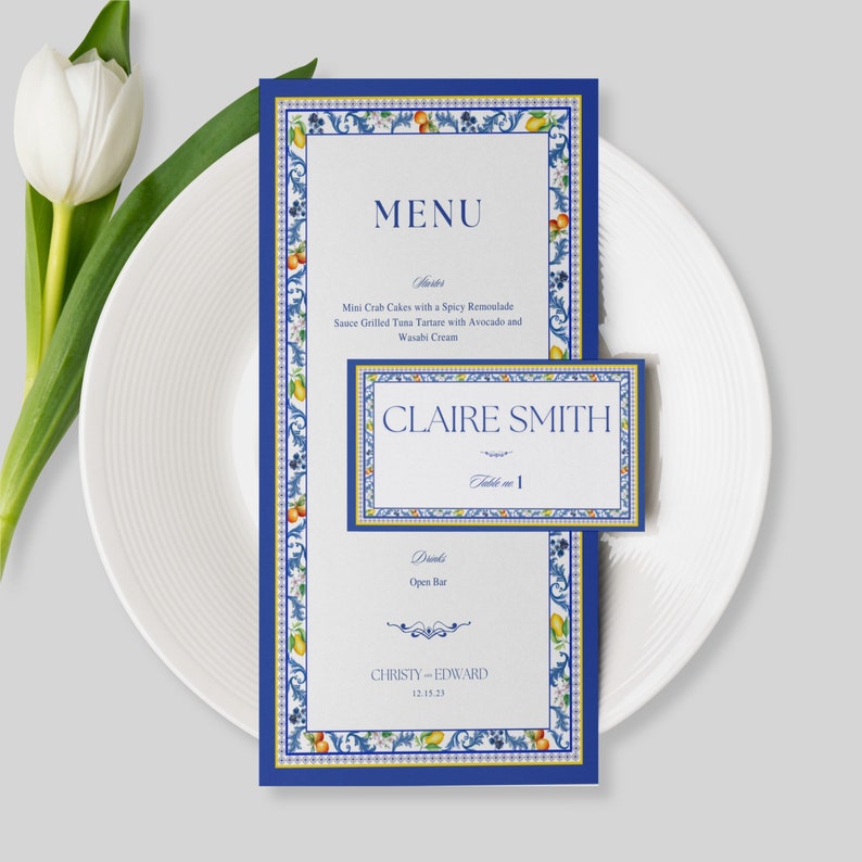 Regal Blue Wedding Food Menu Template Food Menu Template - Etsy
