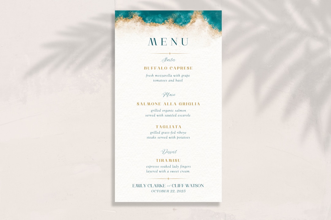 Boho Wedding Food Menu Template, Editable Reception Menu, Custom Drink ...