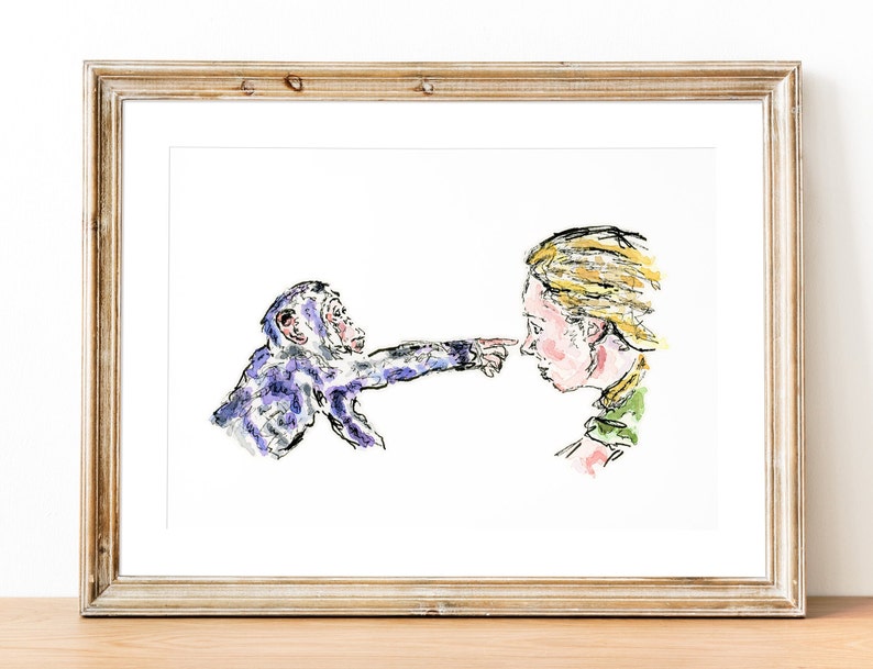 Jane Goodall Watercolor Art Print: Chimpanzee Portrait - Etsy