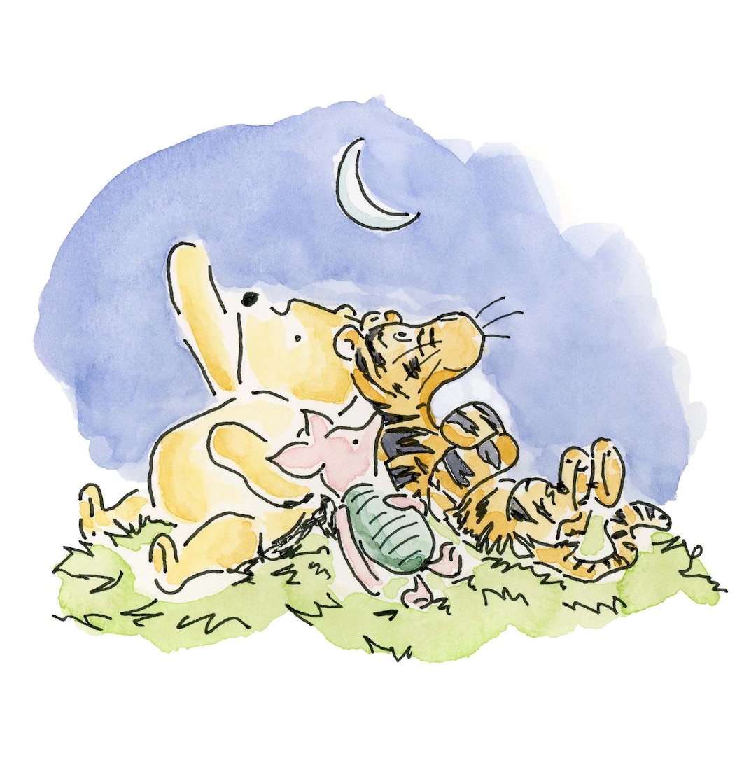 Winnie the Pooh Watercolor Print: Piglet & Tigger Night Sky Nursery ...