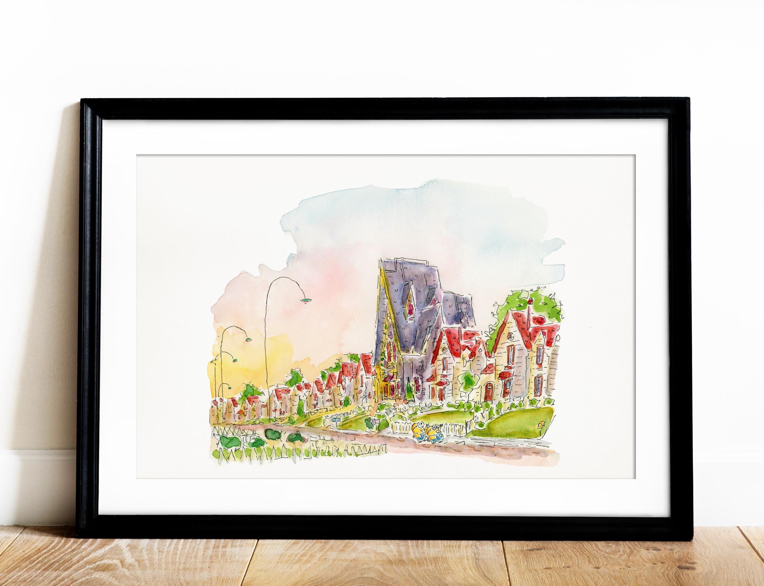Despicable Me Watercolor Print: Gru House & Minions - Etsy
