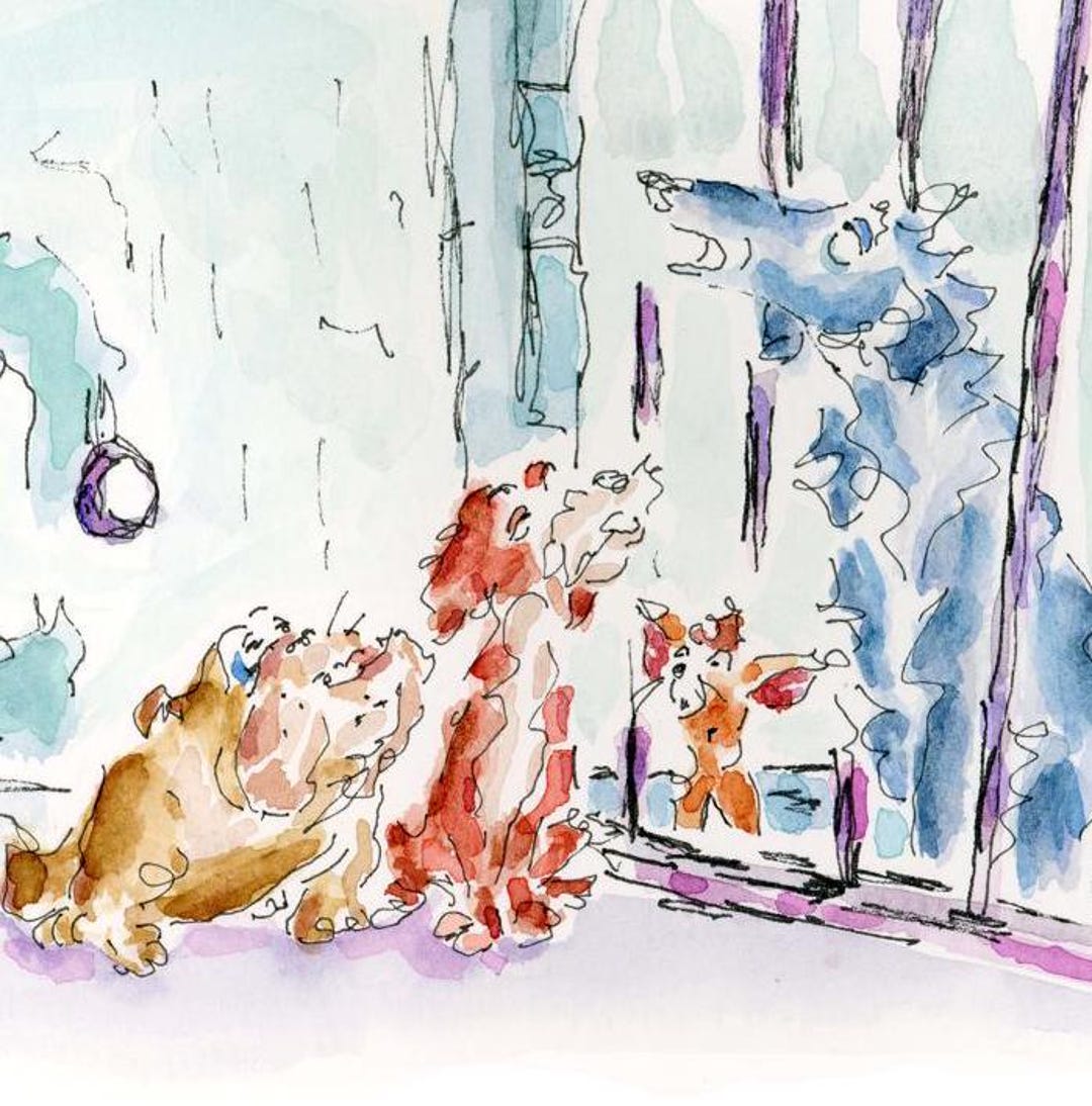 Lady and the Tramp the Dog Pound Scene Watercolor | Shelter Dogs ...