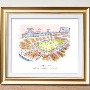 Penn State Beaver Stadium Watercolor Art Print: Nittany Lions Football ...