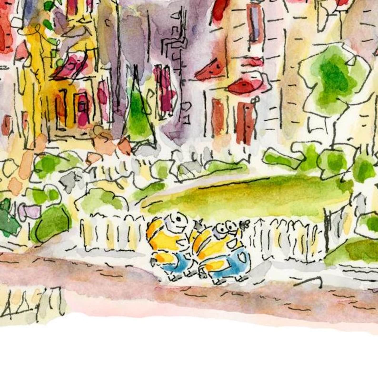 Despicable Me Watercolor Print: Gru House & Minions - Etsy